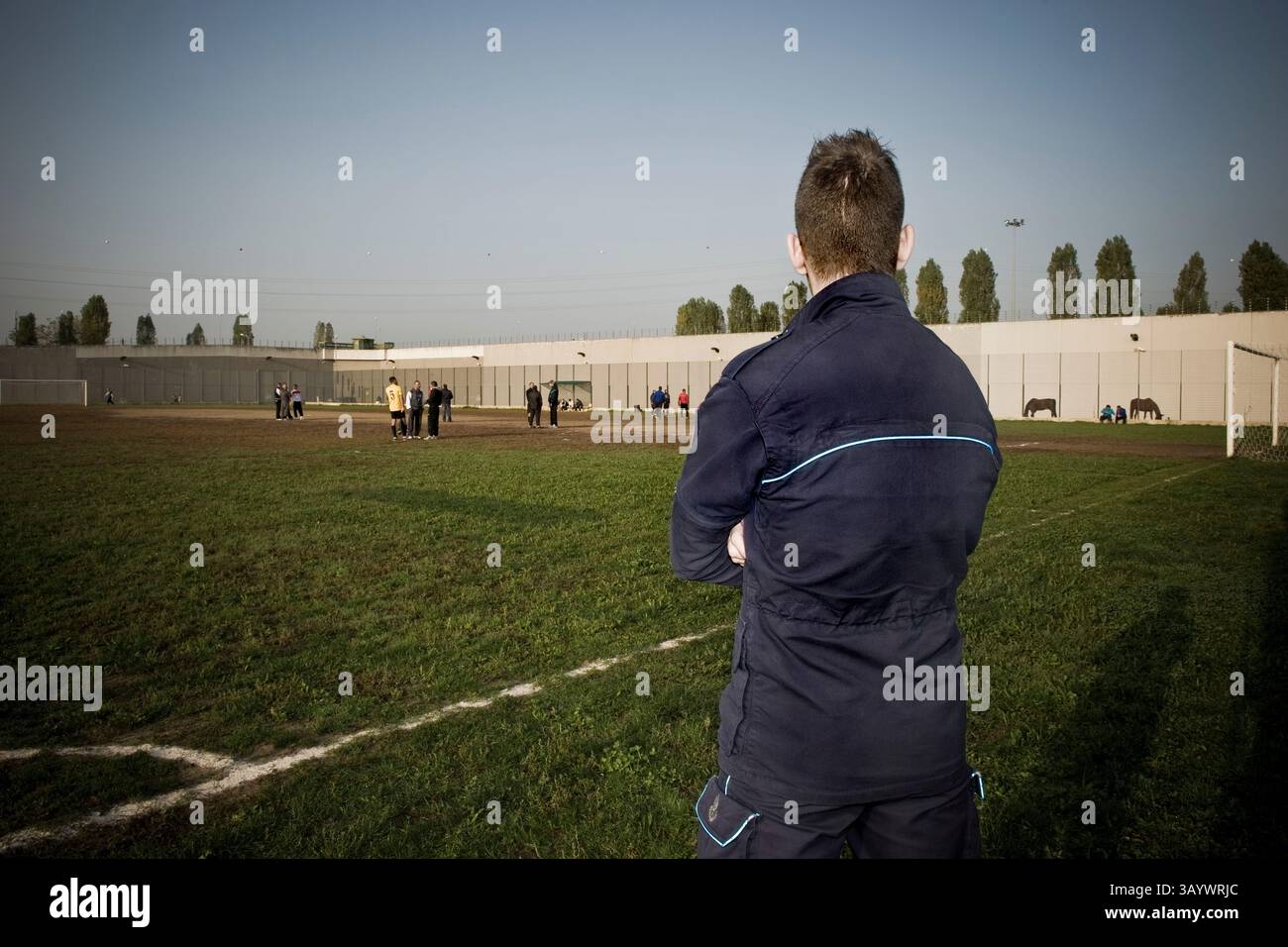 Italy, Bollate prison, football game inside the prison Stock Photo - Alamy