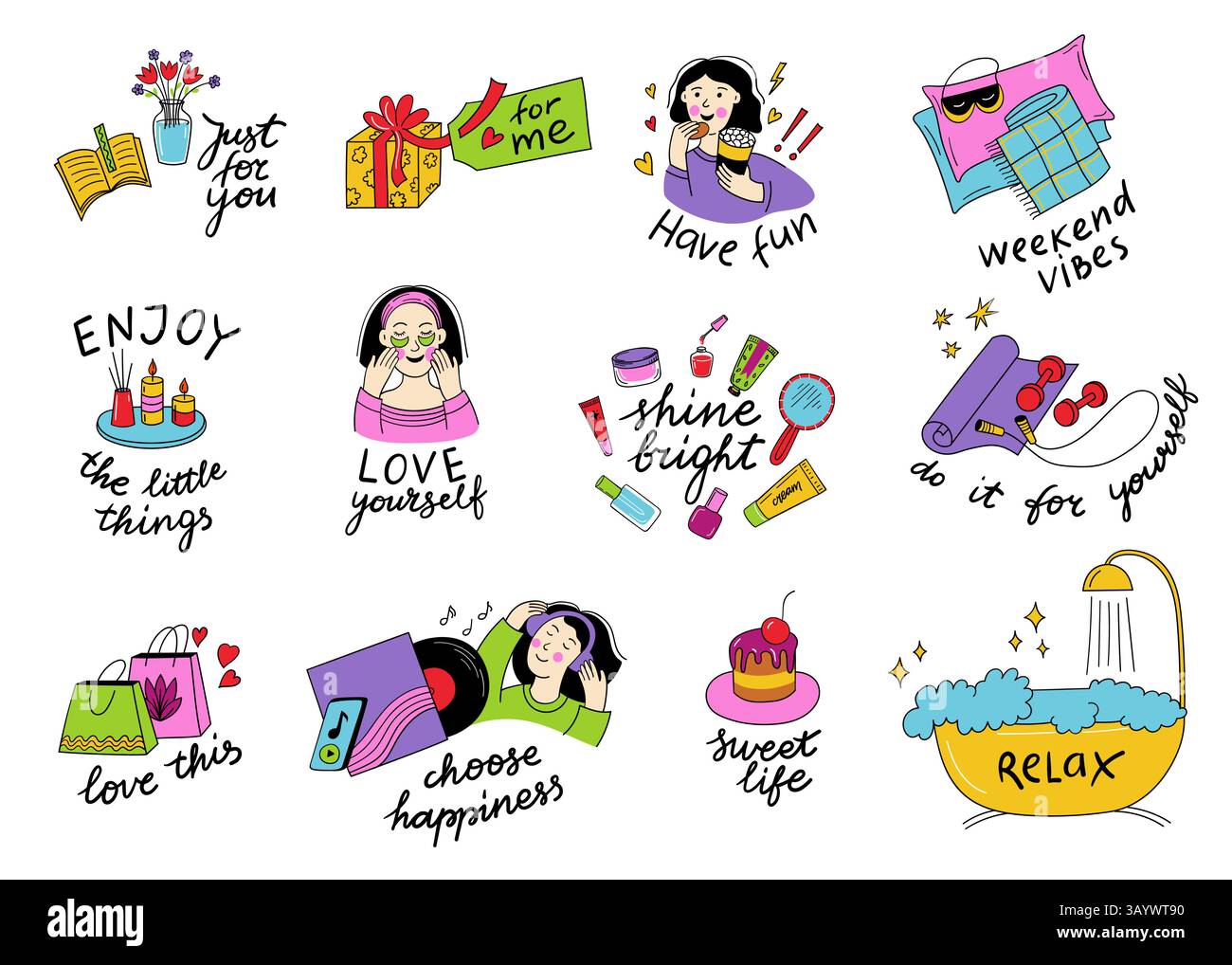 Cute mental health stickers hi-res stock photography and images - Alamy
