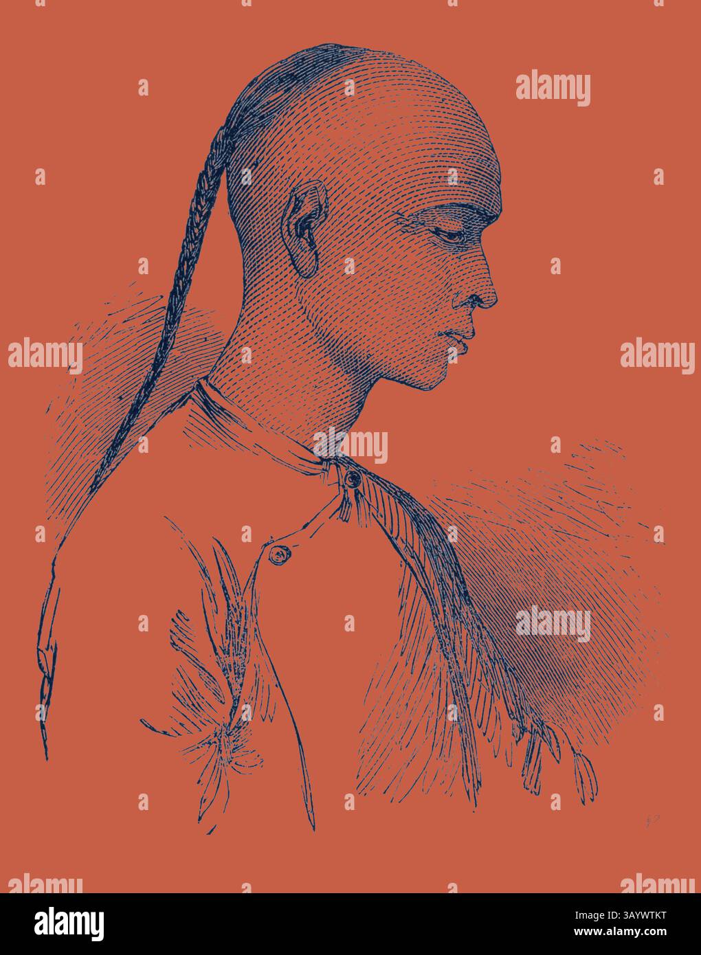 A profile view of an individual with a long braid, showcasing intricate ...