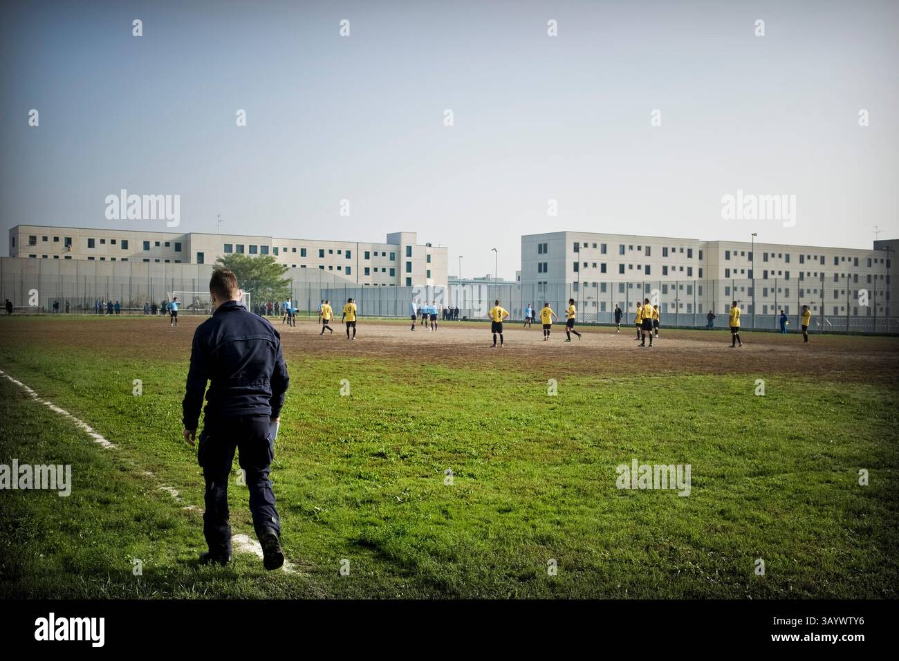 Italy, Bollate prison, football game inside the prison Stock Photo - Alamy