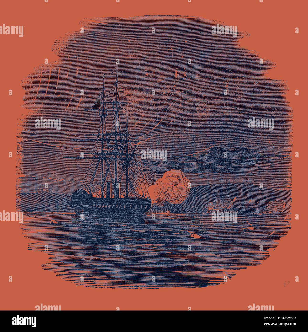 A historic sailing ship navigates through gentle waves, its sails ...