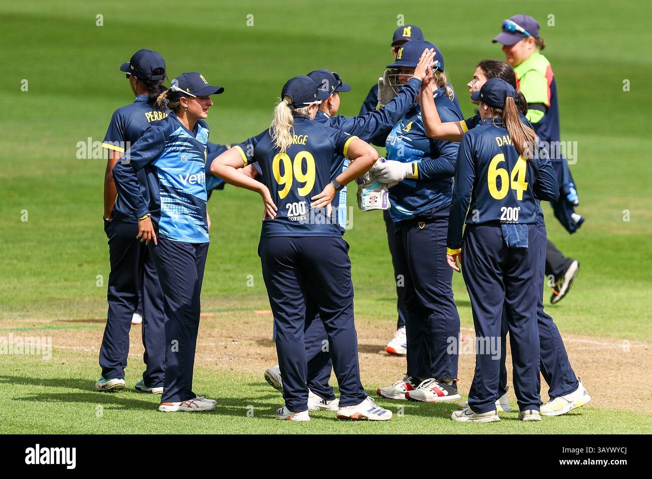 Birmingham, UK. 23rd Apr, 2025. #2, Chloe Brewer (no cap) is high fived ...