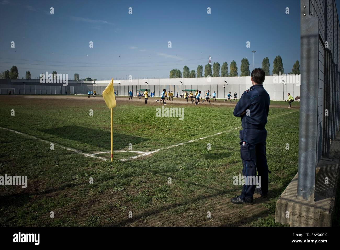 Italy, Bollate prison, football game inside the prison Stock Photo - Alamy