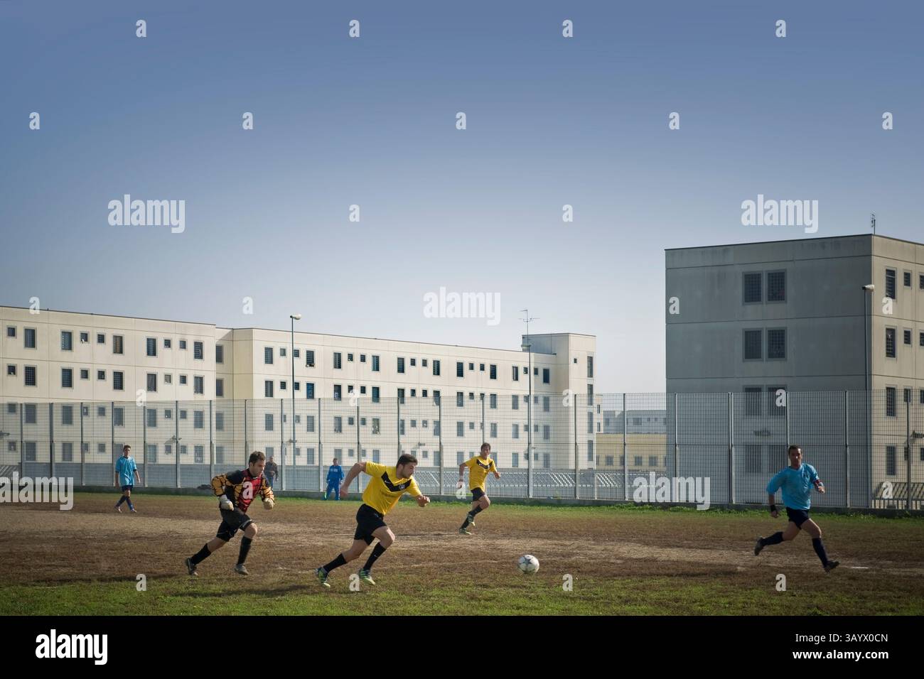 Italy, Bollate prison, football game inside the prison Stock Photo - Alamy