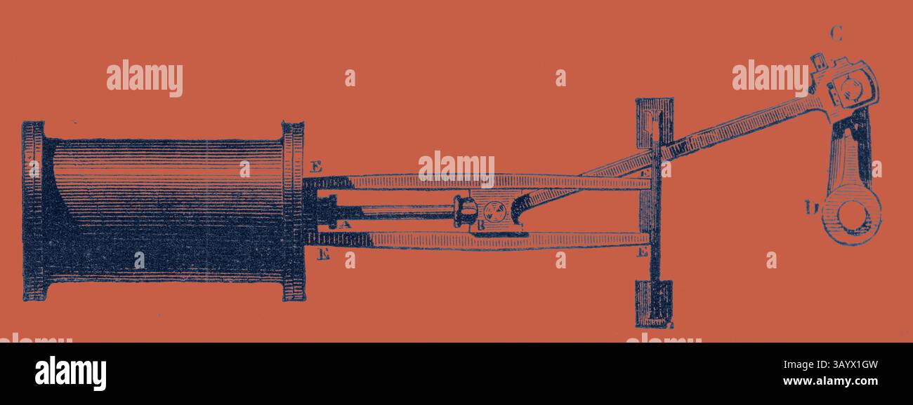 An illustration of a steam engine model, showcasing the cylindrical ...