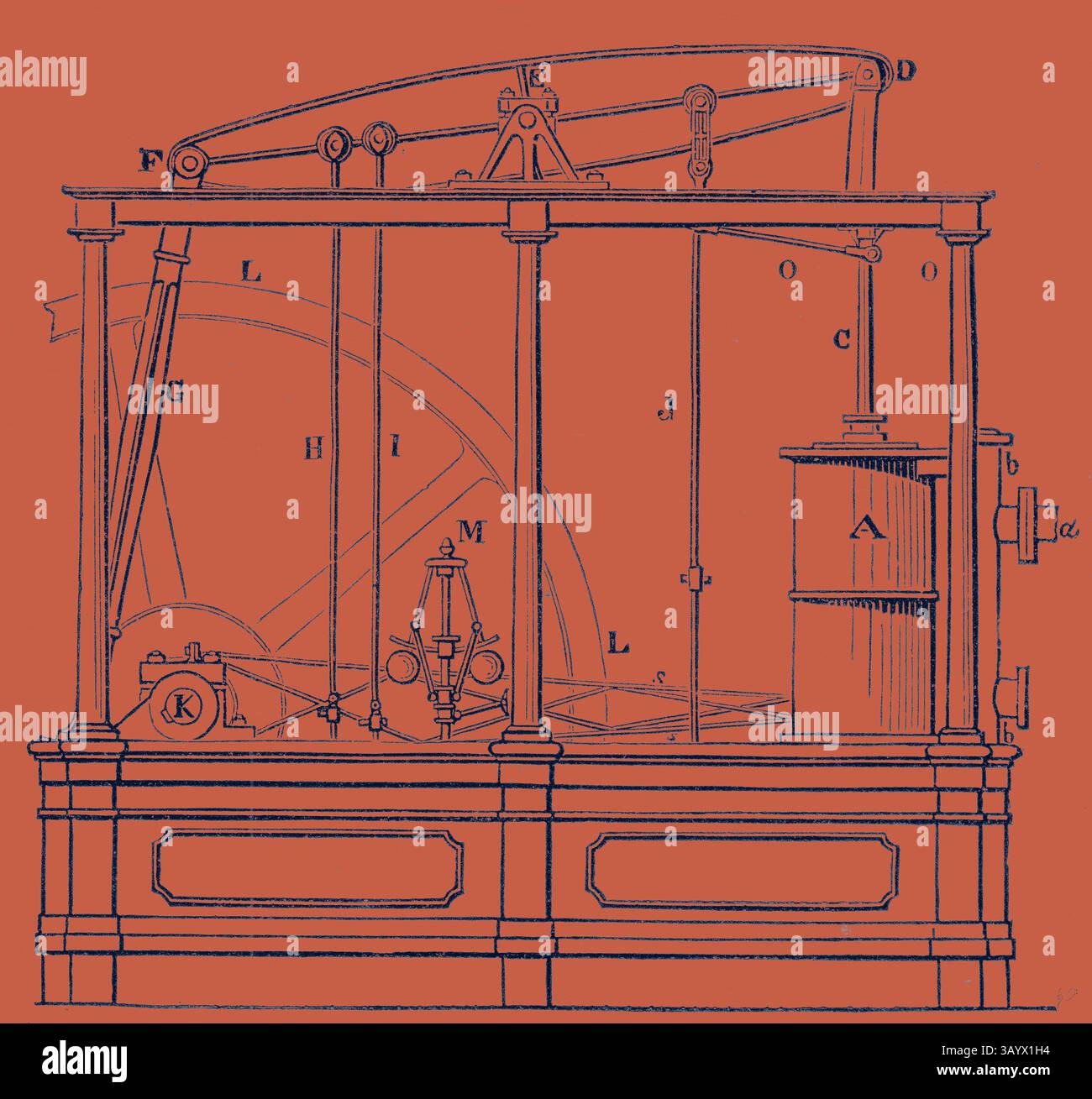 An intricate illustration of a steam engine, showcasing detailed ...
