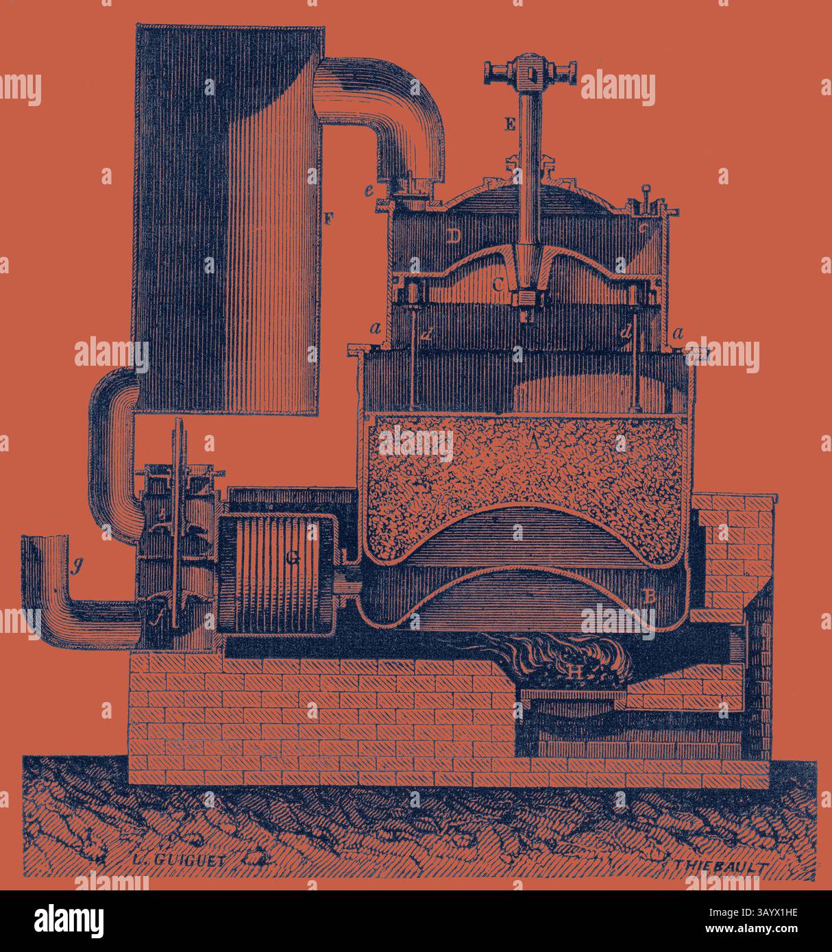 A detailed technical illustration of a machinery system, showcasing ...