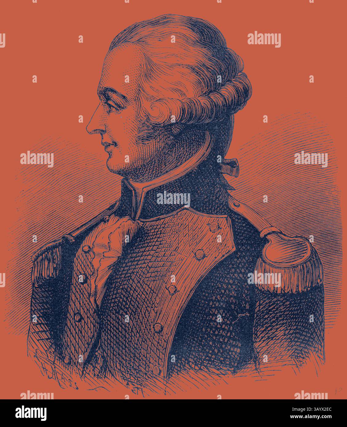 A detailed illustration of a dignified military figure in a formal ...