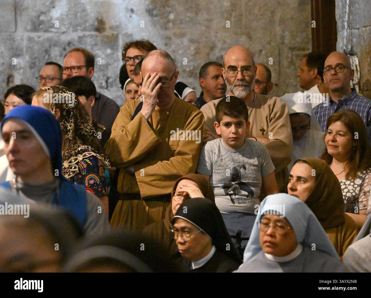 Old City Jerusalem, Israel. 23rd Apr, 2025. People attend the Holy Mass ...