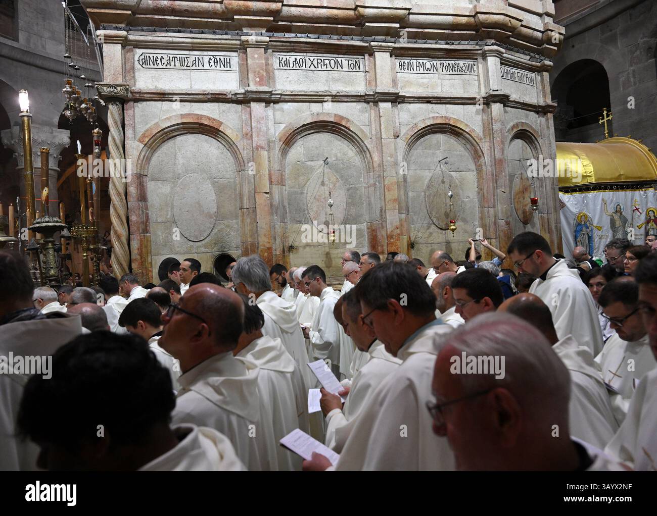 Old City Jerusalem, Israel. 23rd Apr, 2025. Catholic priests attend the ...