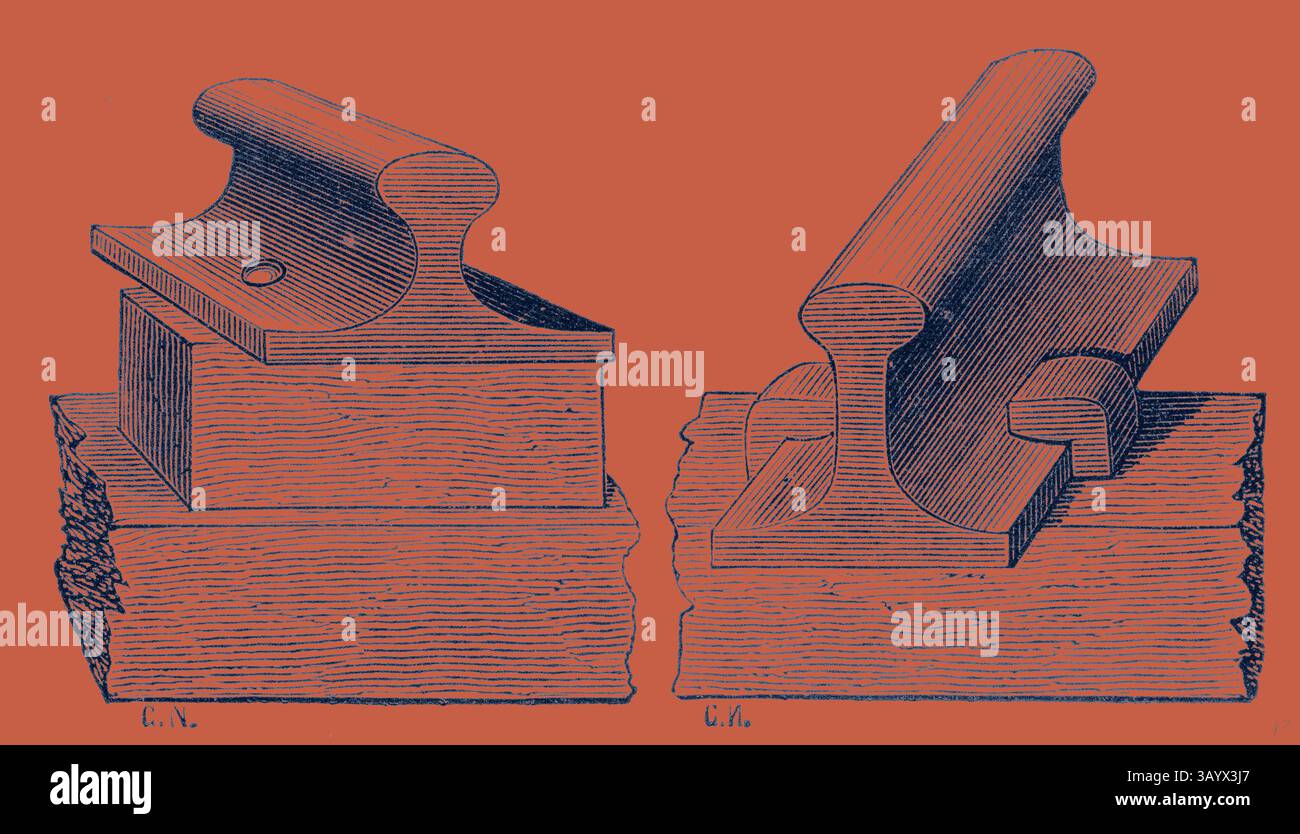Two wooden hand planes are depicted, showcasing their distinctive ...