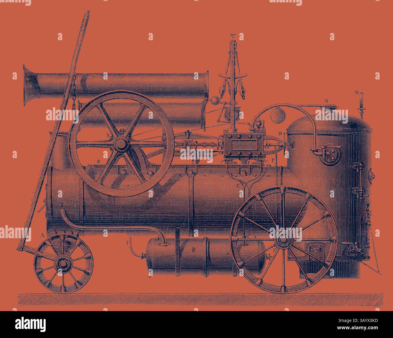 A detailed illustration of a steam engine, showcasing its intricate ...