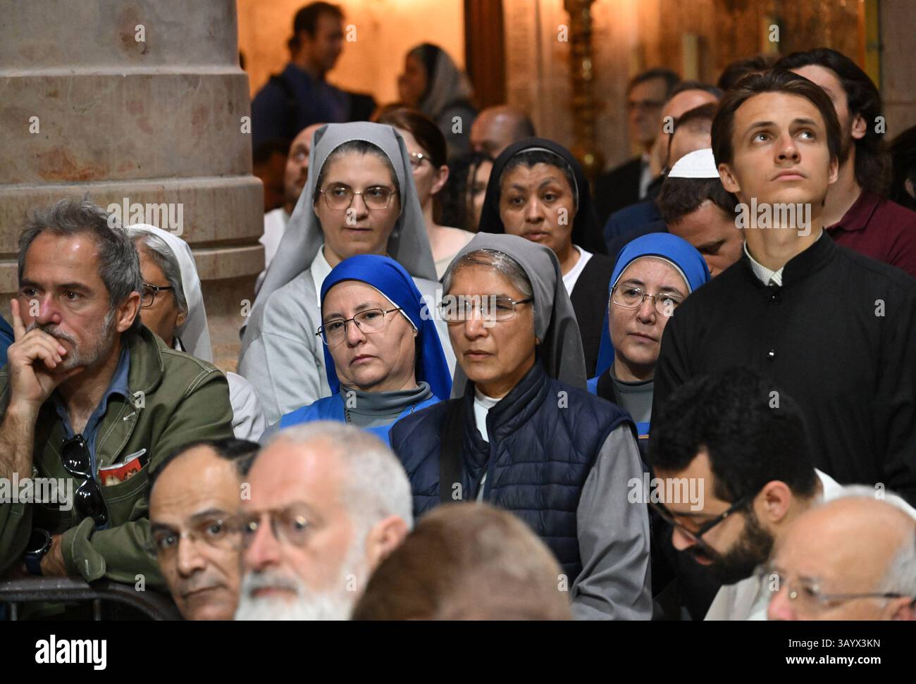 Old City Jerusalem, Israel. 23rd Apr, 2025. People attend the Holy Mass ...