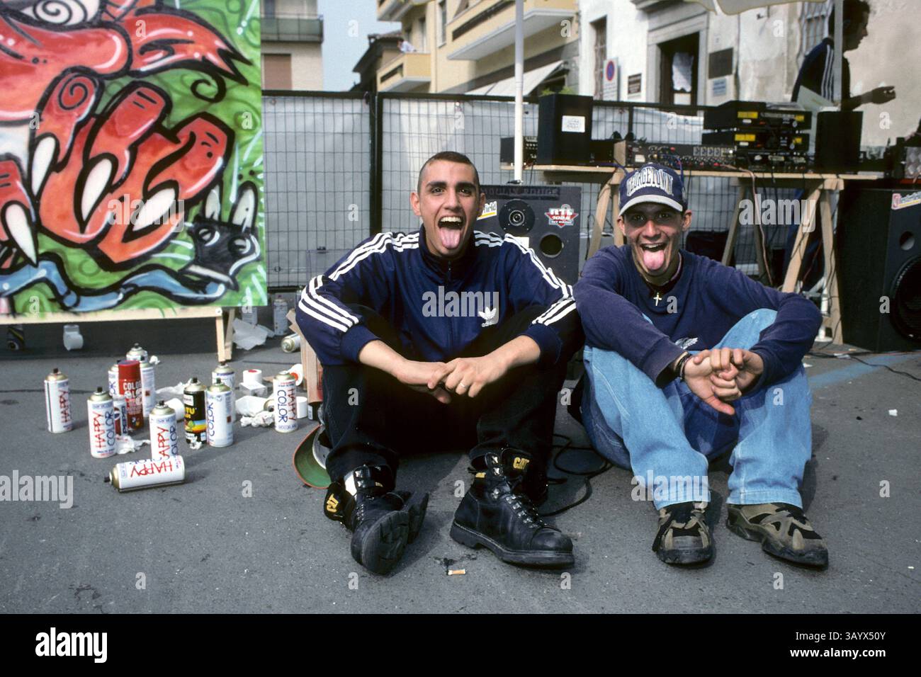 Young people. Graffiti artists Stock Photo - Alamy