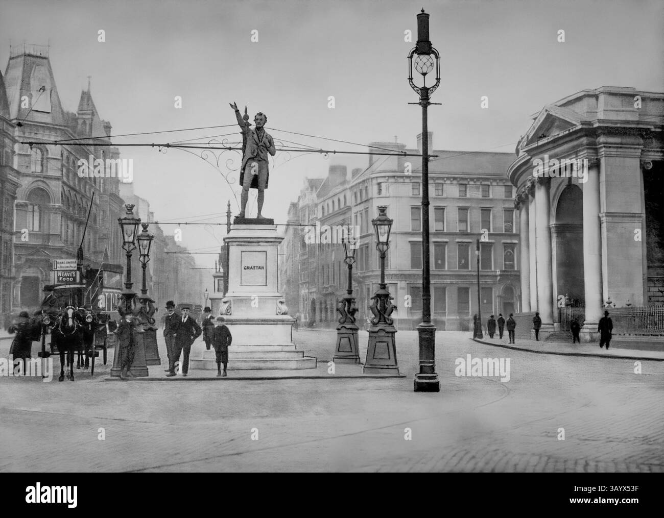 A late 19th century view of the statue of Henry Grattan (1746-1820), an ...
