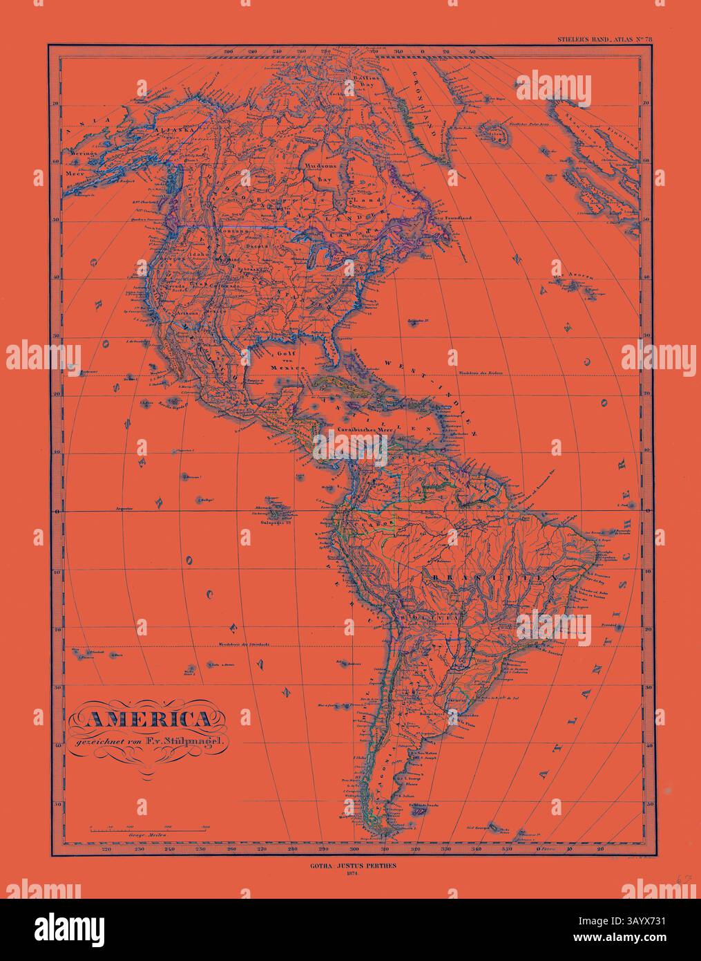 A detailed map of the Americas, featuring geographical outlines and ...