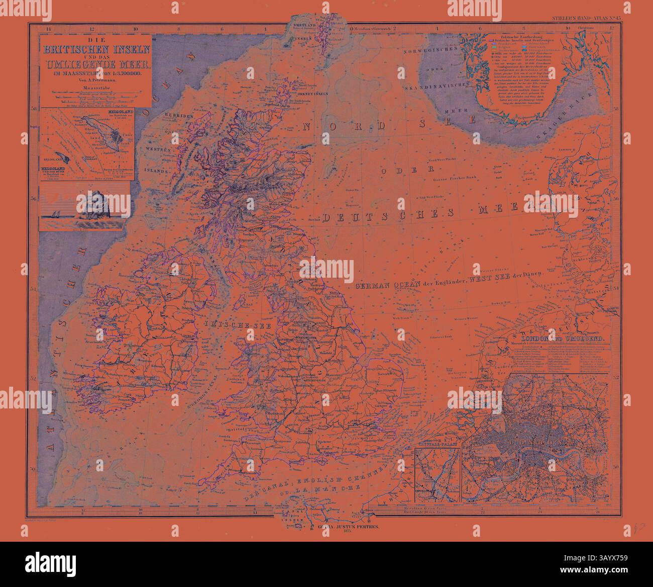 A vintage map showcasing geographical features and notable locations ...