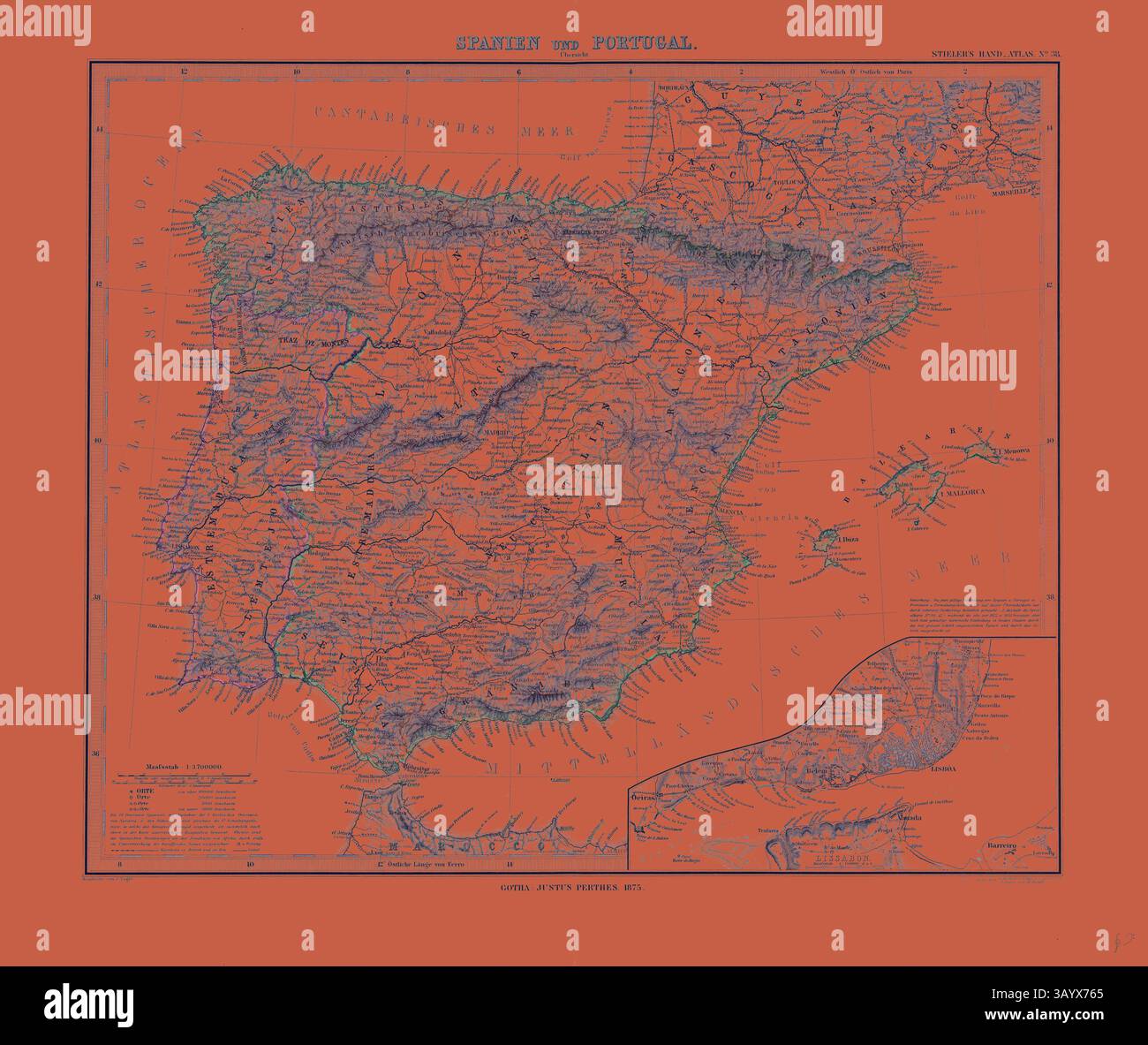 A colorful map highlighting the geographical features and political ...