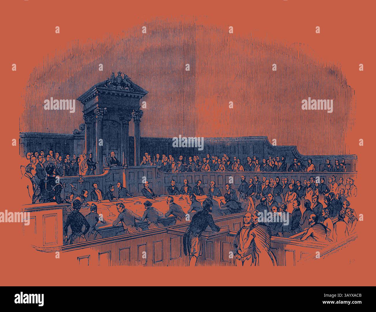 Crowded courtroom scene depicts hi-res stock photography and images - Alamy