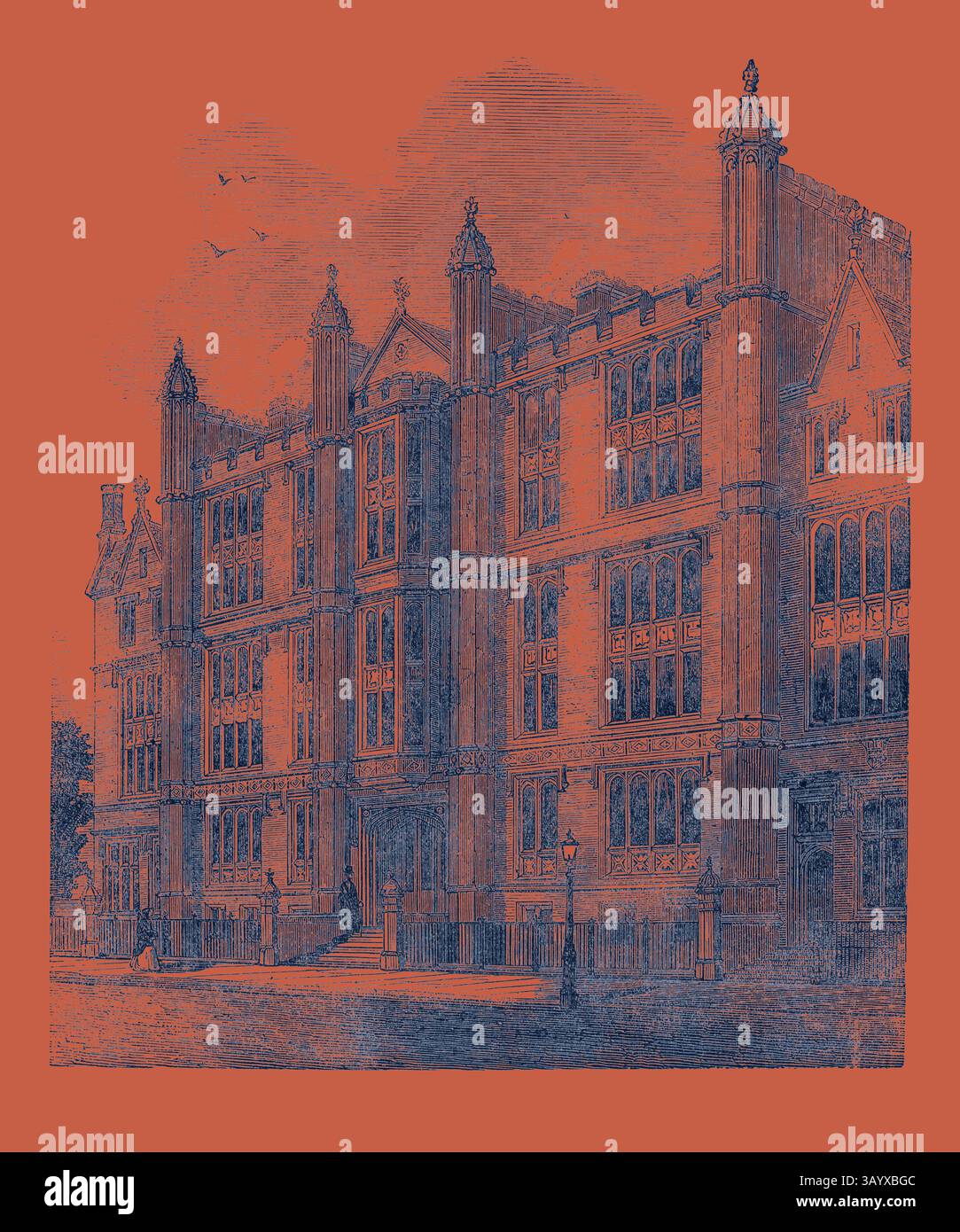 A historic building featuring intricate architectural details, tall ...