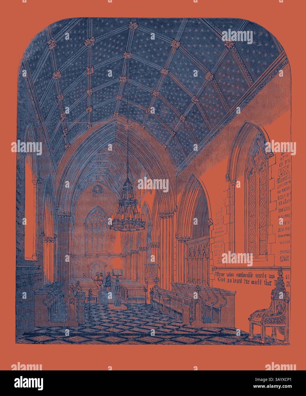 An intricately detailed interior of a gothic chapel, featuring high ...