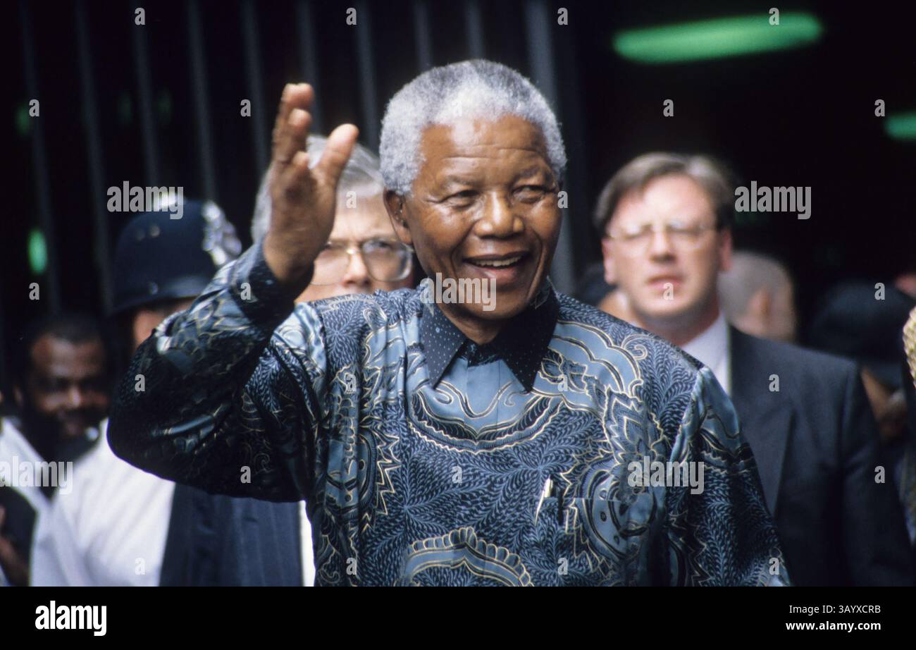 President Nelson Mandela attends a Brixton South London welcome, 1996 ...