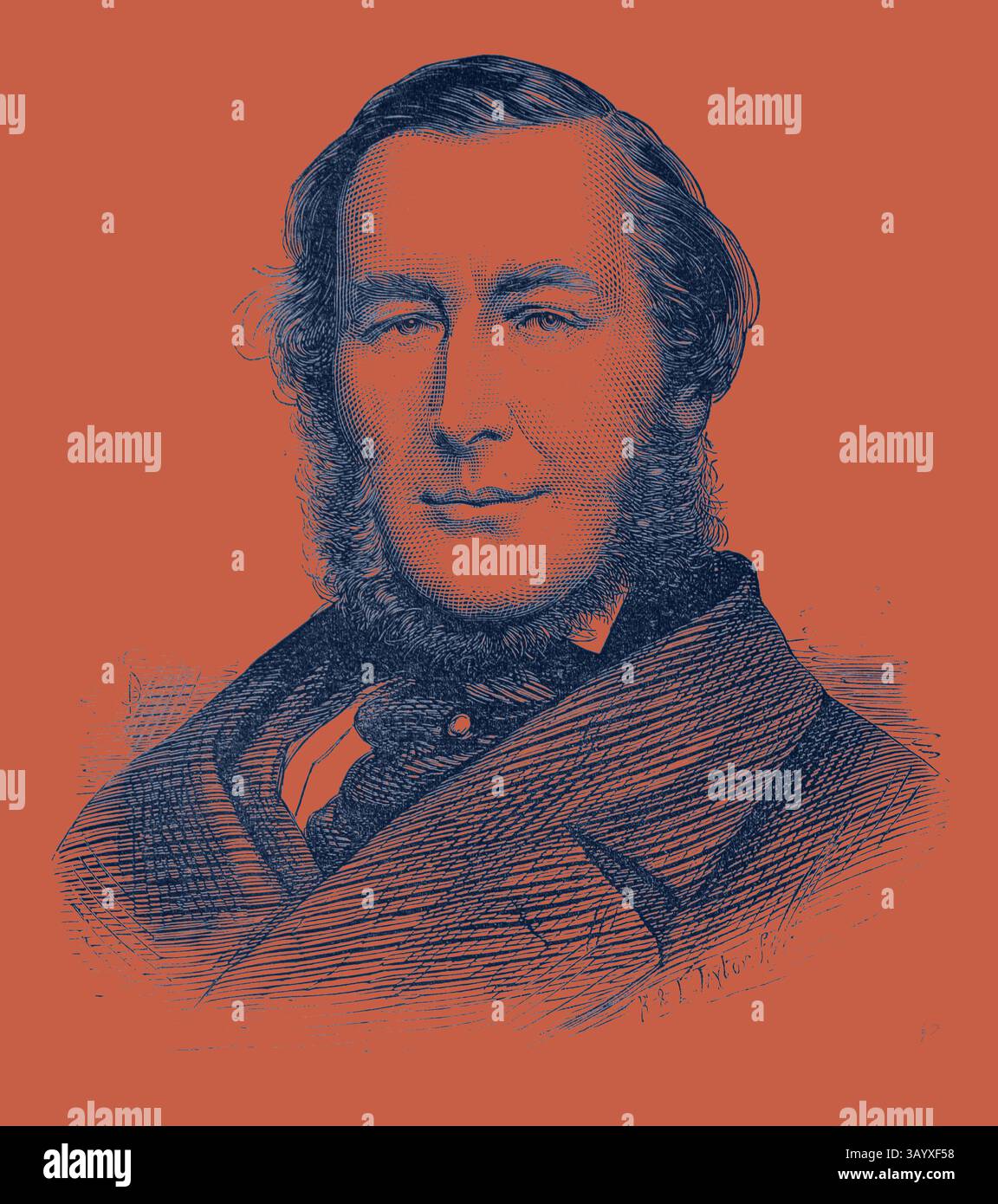 A portrait of a distinguished man from the 19th century, known for his ...