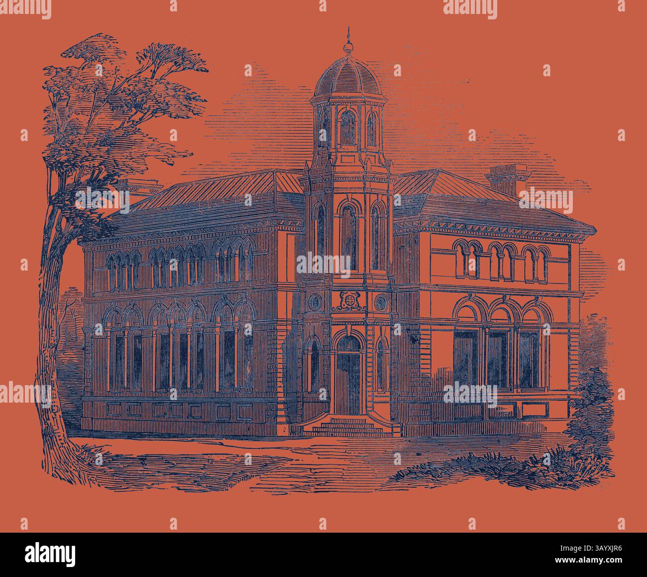 A detailed illustration of an ornate Victorian-style building ...