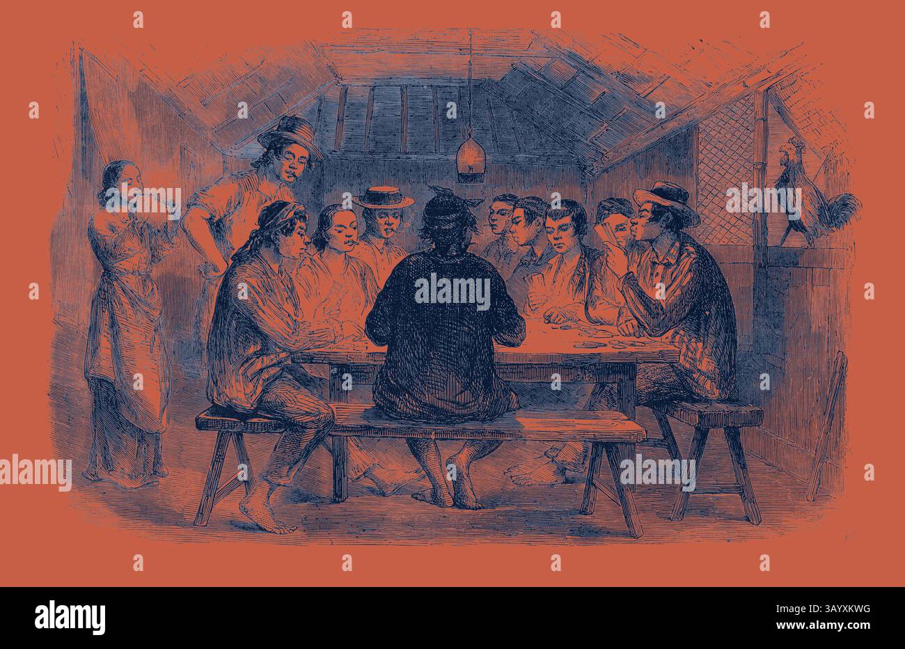 A group of people gathered around a table, engaged in animated ...