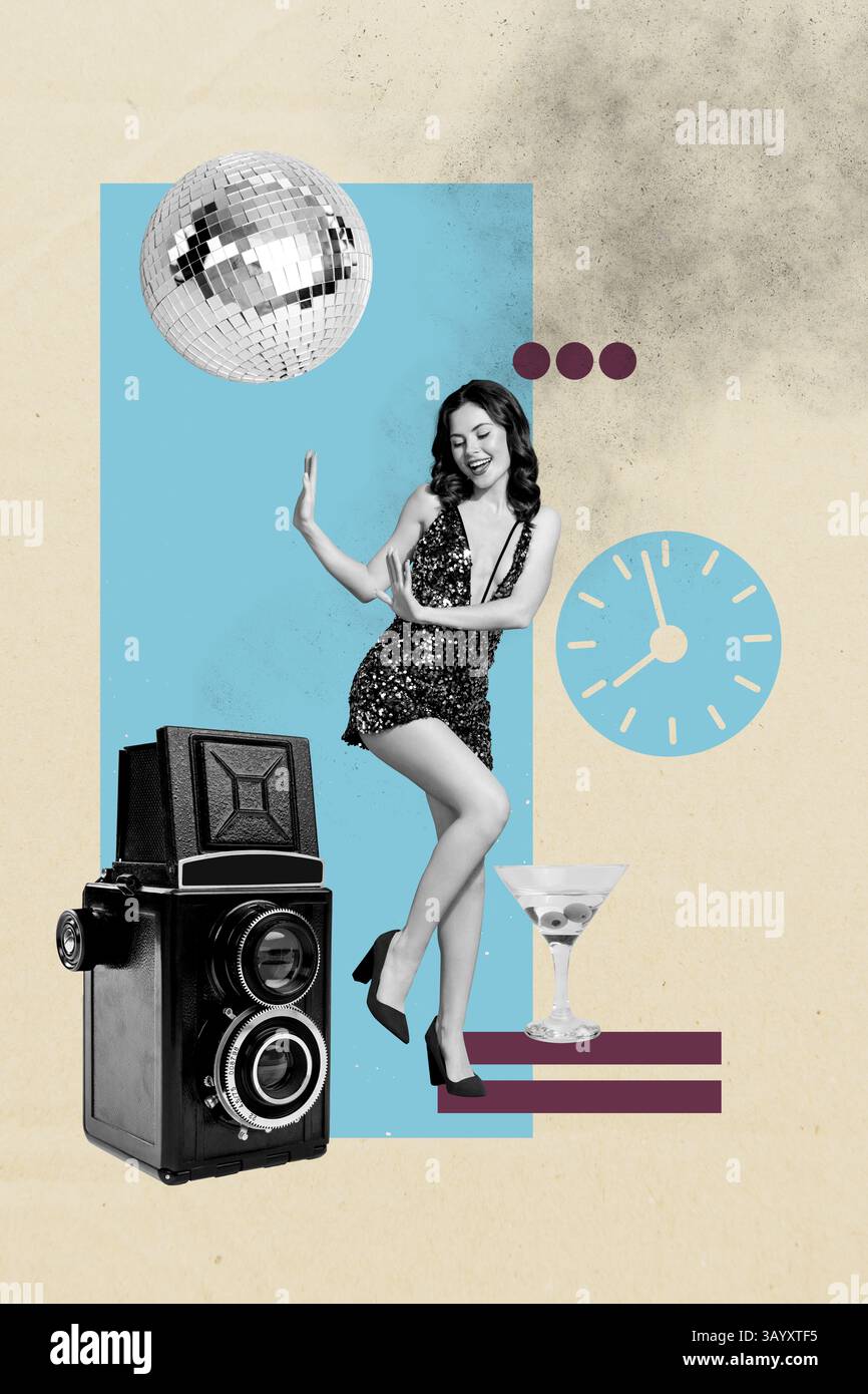 Poster abstract collage of person clubbing near square picture on ...