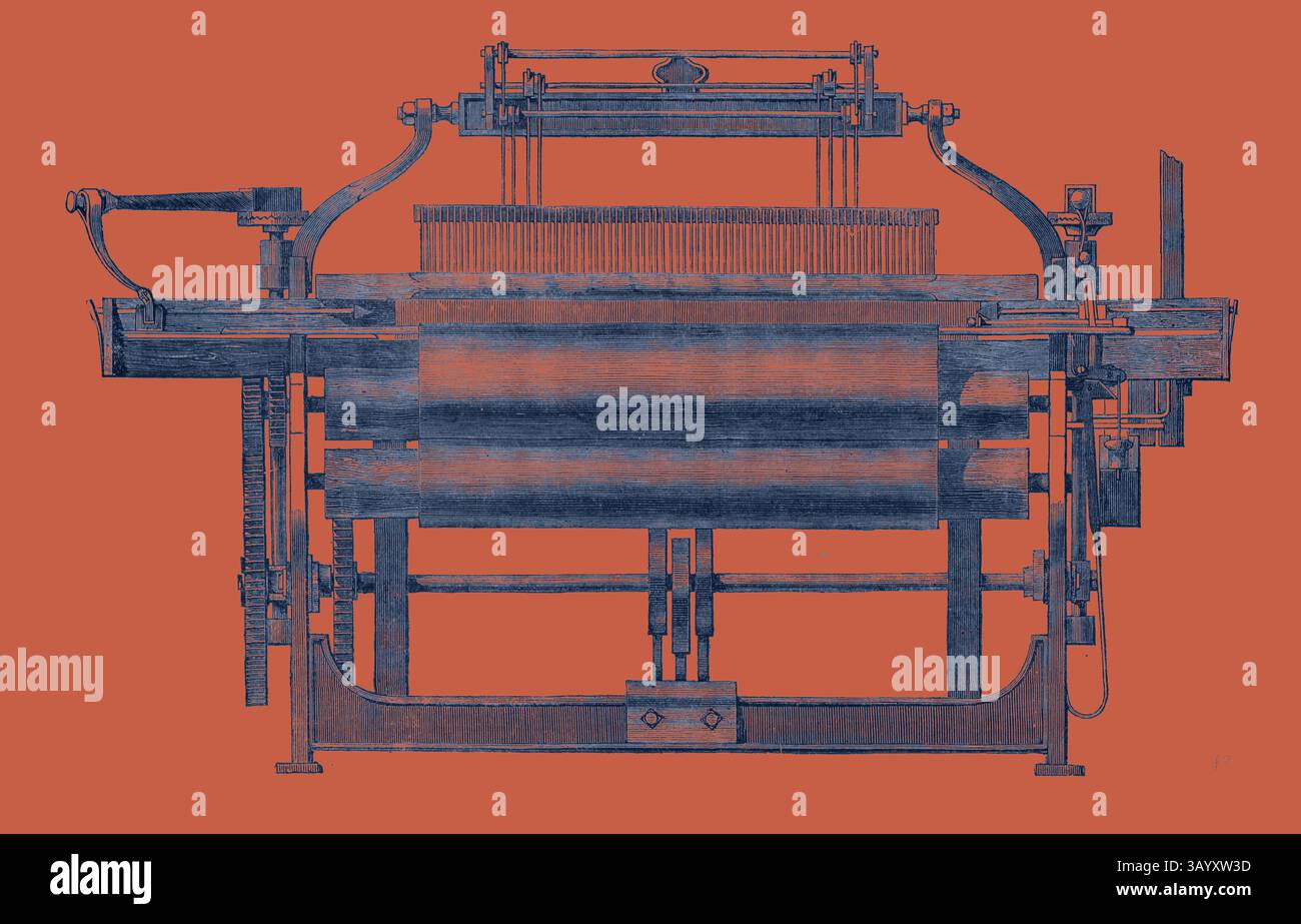 An intricate weaving loom, showcasing its complex structure with ...