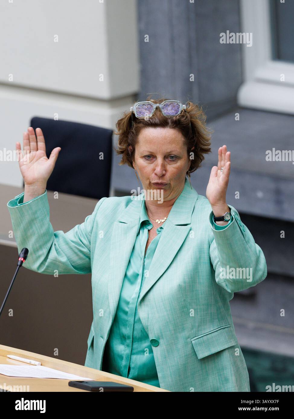 Brussels, Belgium. 23rd Apr, 2025. Groen's Mieke Schauvliege pictured ...