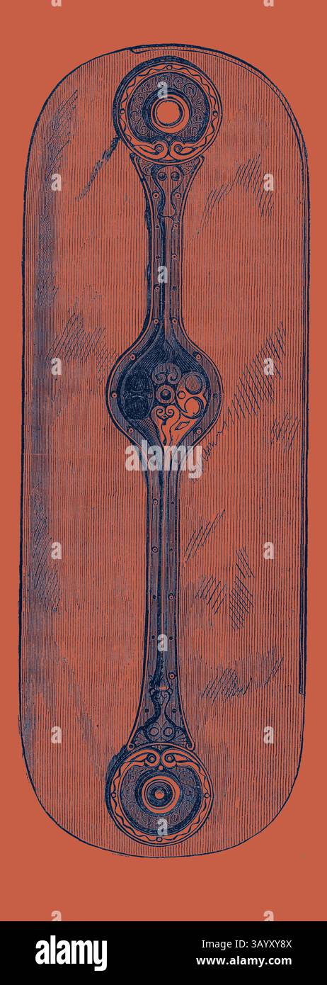 A detailed illustration of a decorative, elongated object featuring ...