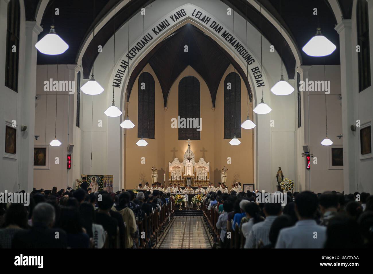 Bandung, West Java, Indonesia. 23rd Apr, 2025. Catholics participate in ...