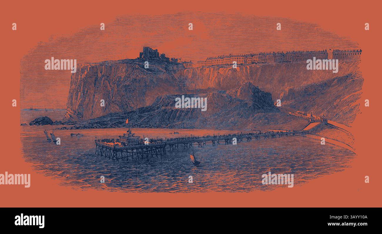 A scenic coastal view featuring a dramatic cliffside with a historic ...