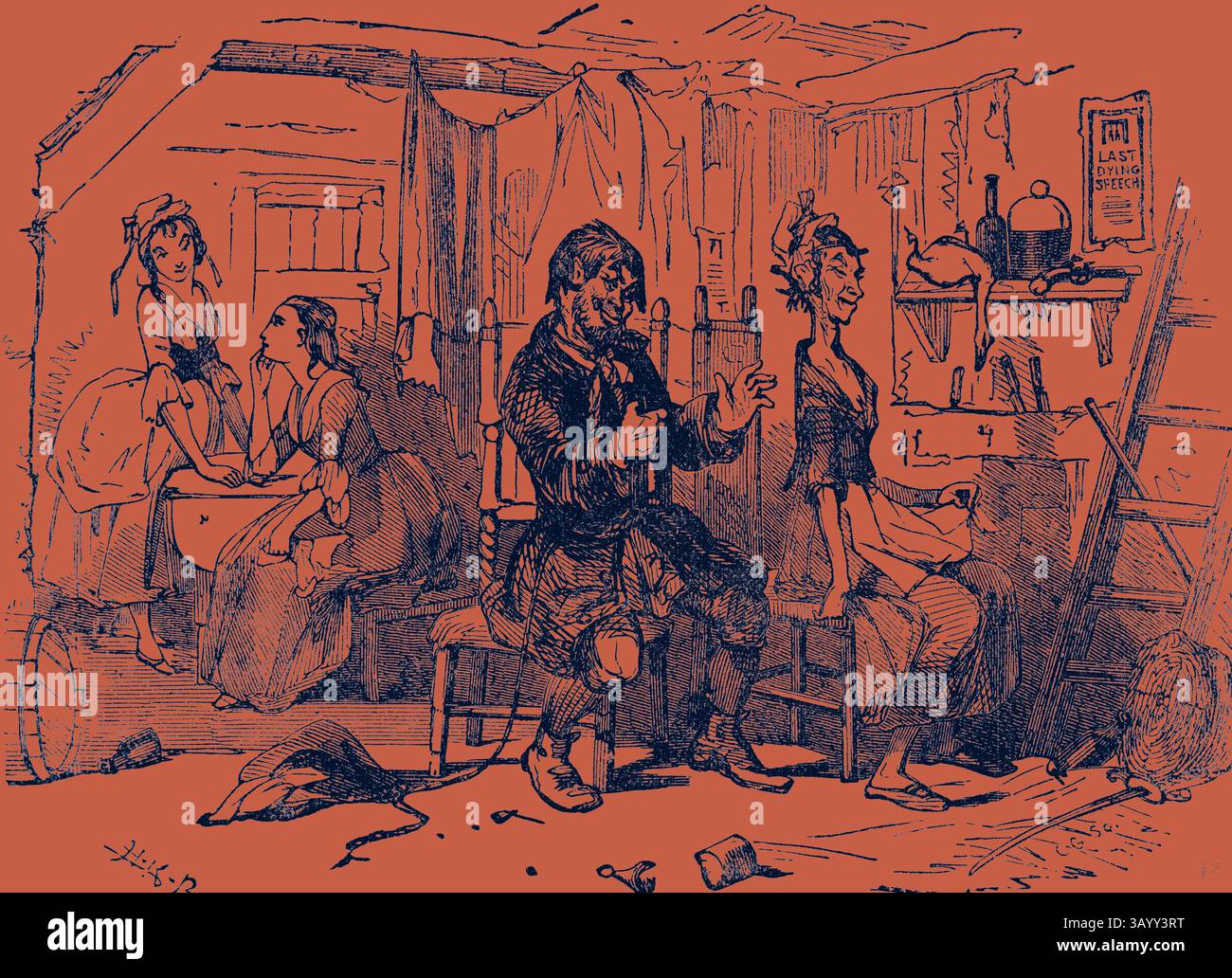 A lively scene depicting a group of characters engaged in conversation ...