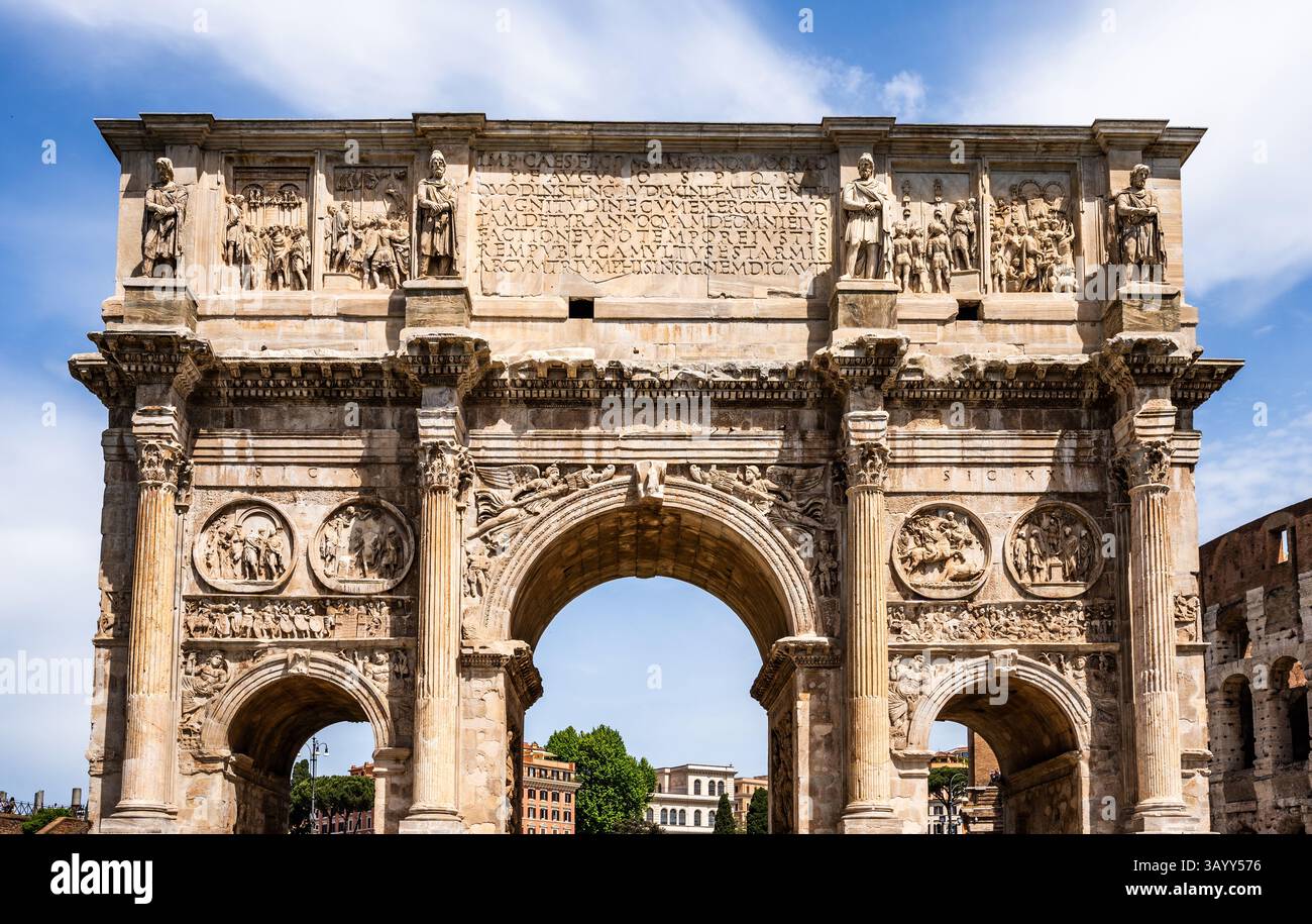 Arch of Constantine, triple triumphal arch (315 AD) to celebrate ...