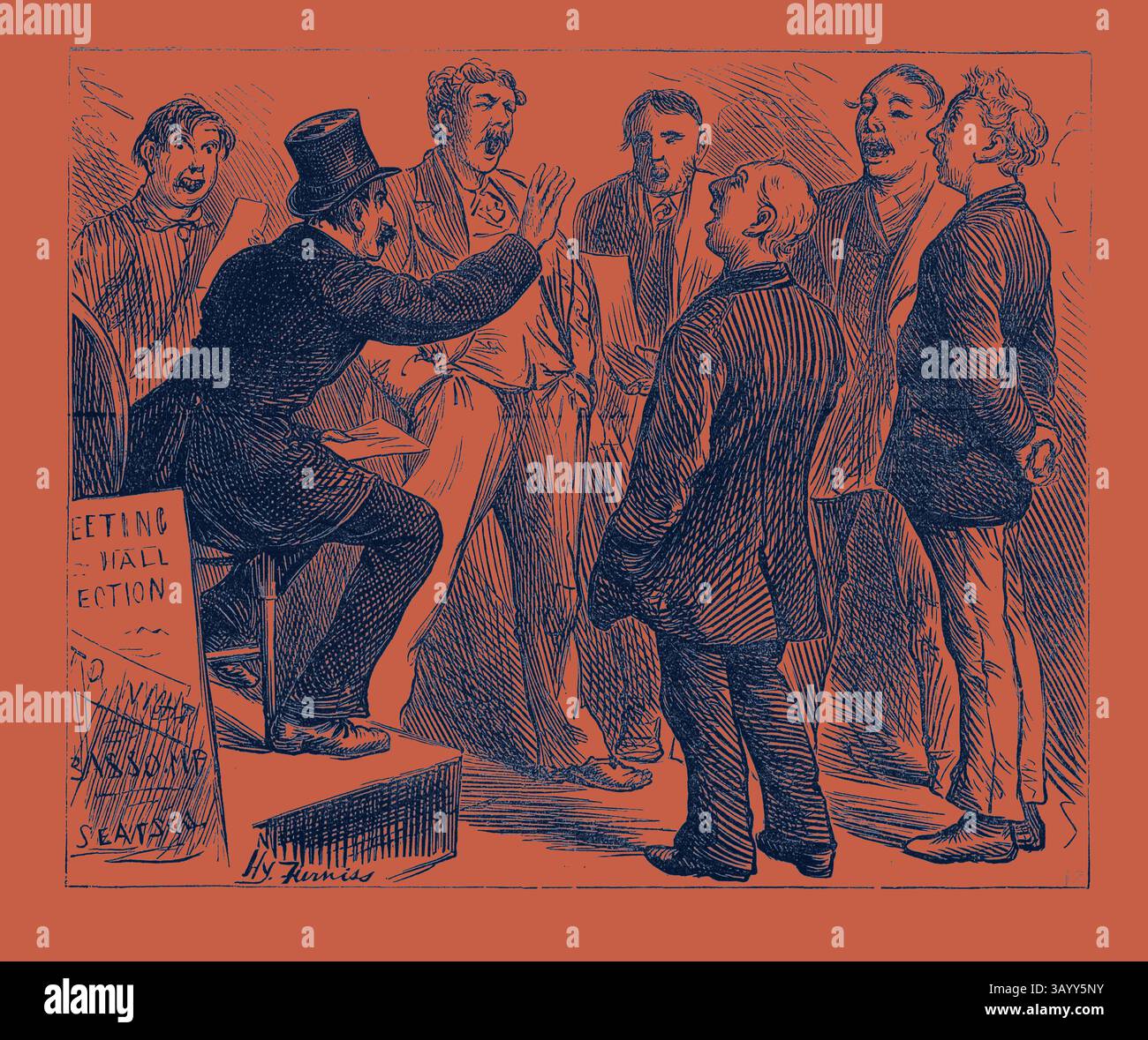 A group of men engages in an animated discussion, with one man ...