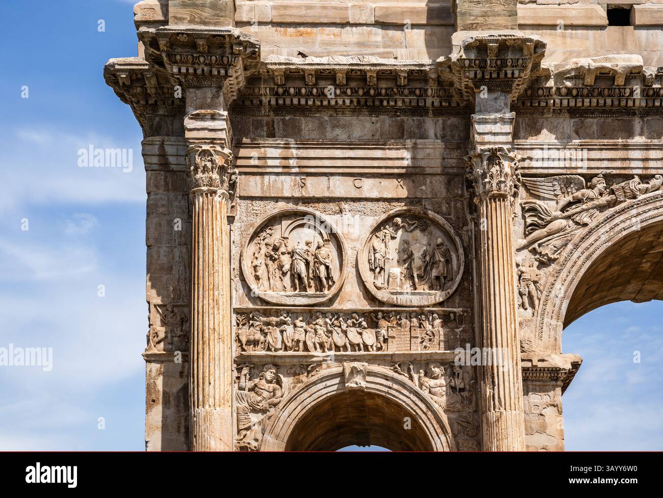 Relief panels on the Arch of Constantine, a triple triumphal arch ...