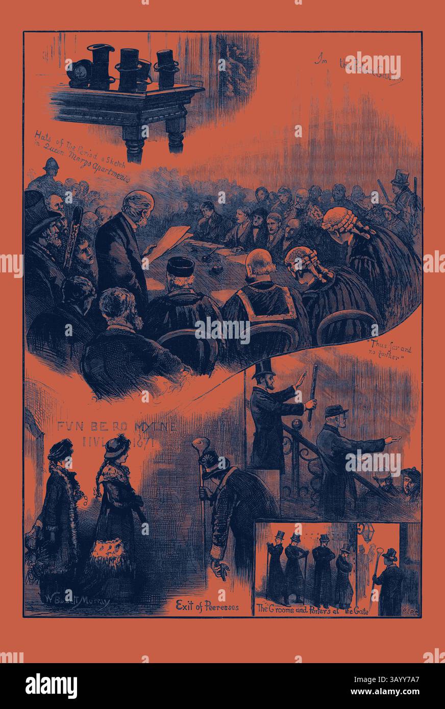 A dramatic courtroom scene featuring a judge presiding over a group of ...