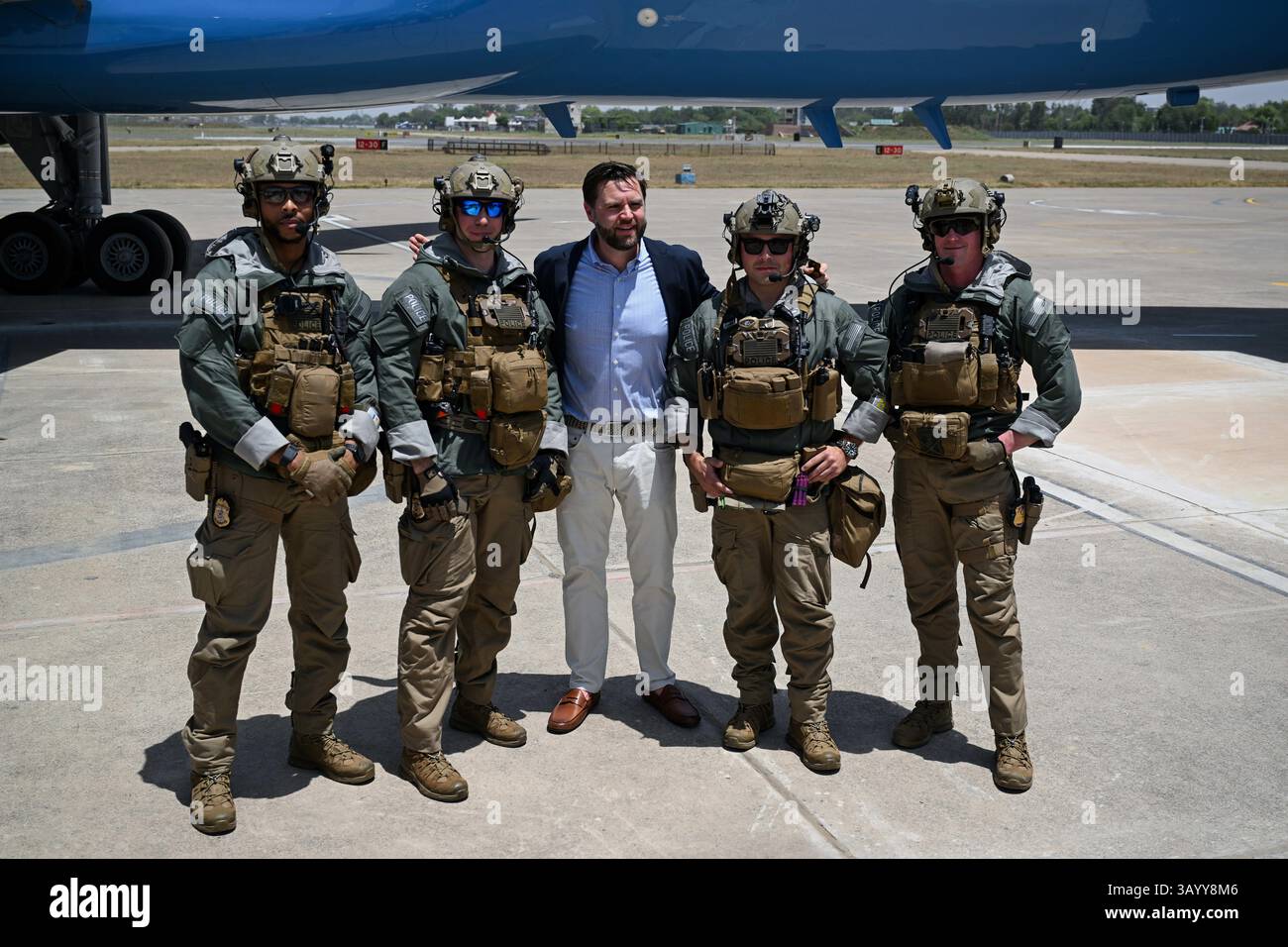 U.S. Vice President JD Vance takes a group photo with U.S. Secrete ...