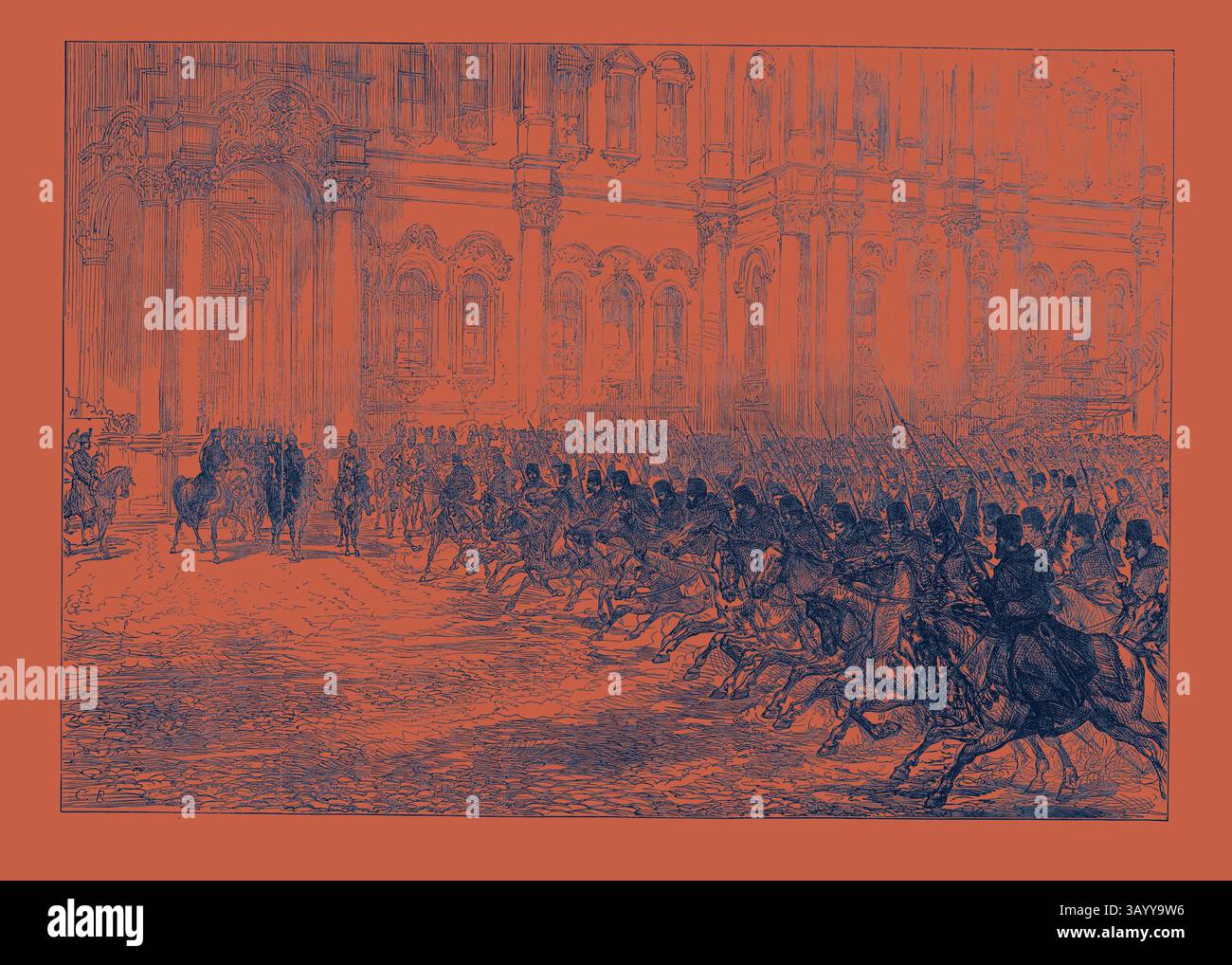 Procession of mounted soldiers parades outside hi-res stock photography ...