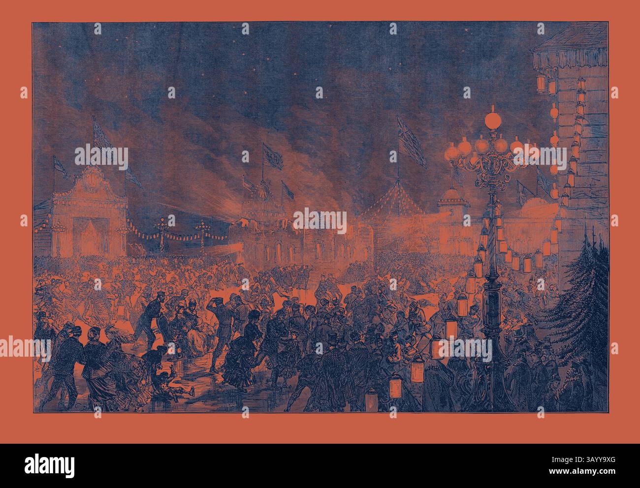 A lively celebration unfolds at night, with crowds gathered under ...