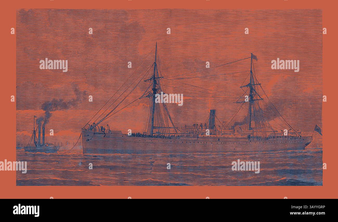 A majestic steamship with tall masts, cutting through the water ...