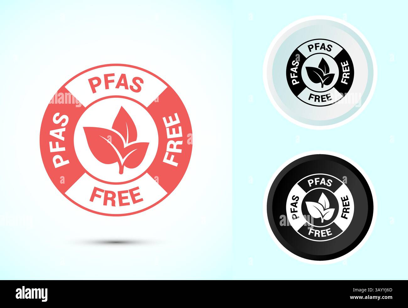 PFAS free icon design illustration, PFAS free label, badge. Proper ...