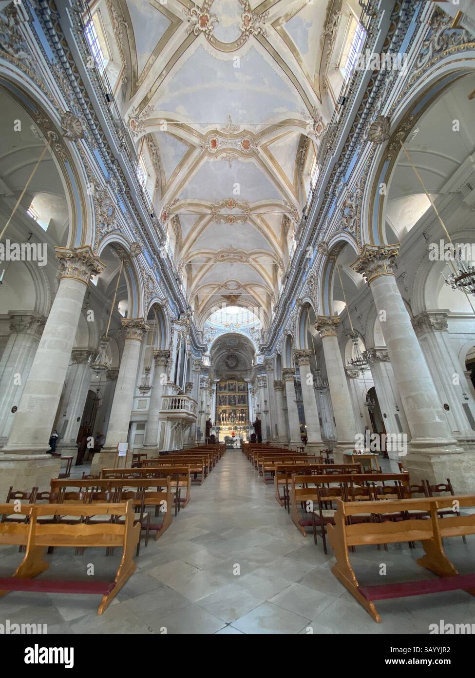 Wide angle view of the baroque interior of Chiesa di San Pietro in ...