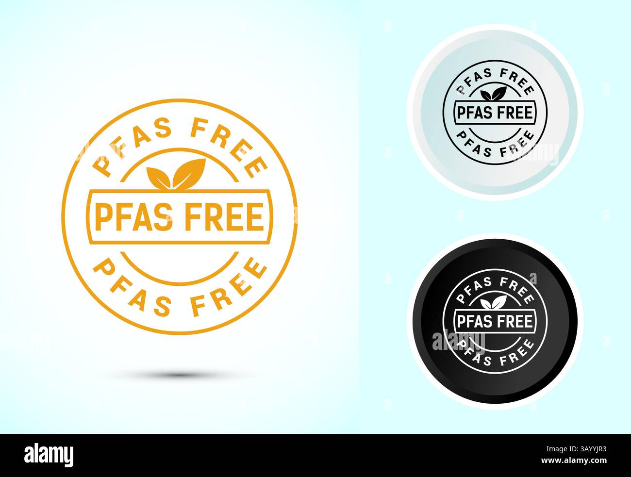 PFAS free icon design illustration, PFAS free label, badge. Proper ...