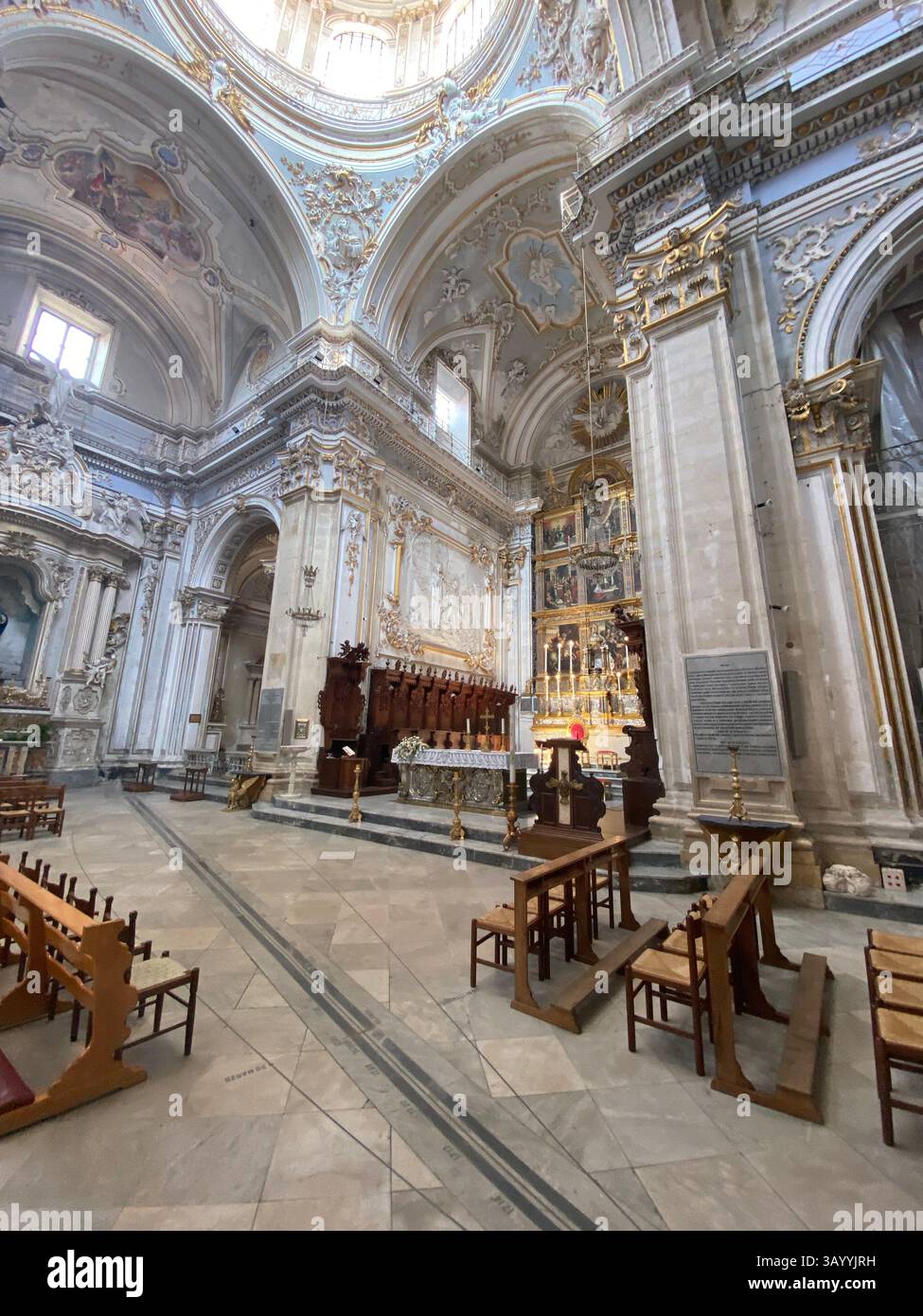 Wide-angle view of the opulent baroque architecture and ornate details ...