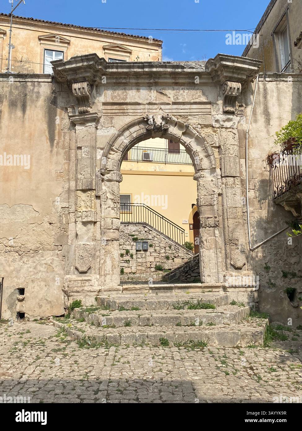 Low angle view of Porta Palermo, a historic archway leading to Salita ...