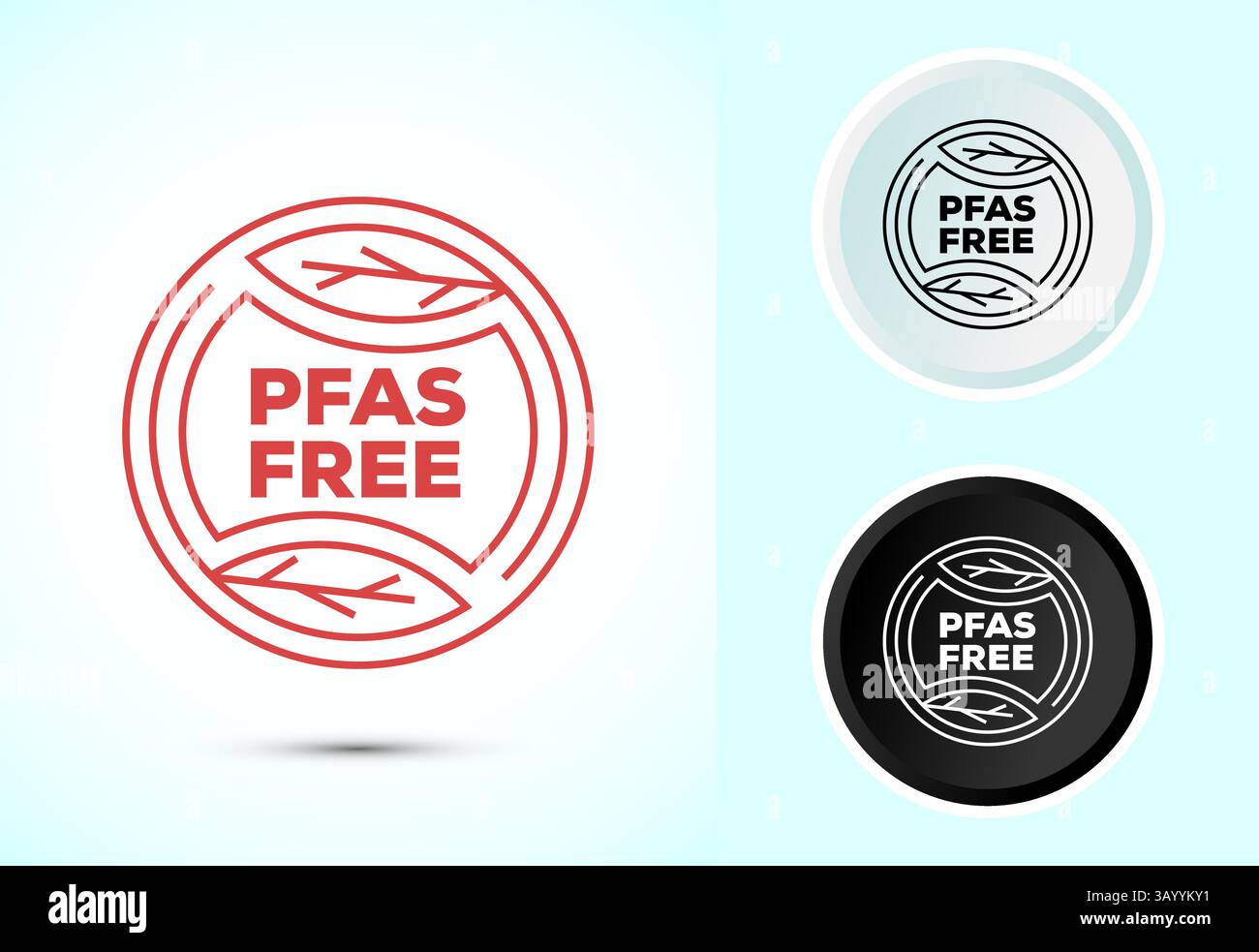 PFAS free icon design illustration, PFAS free label, badge. Proper ...
